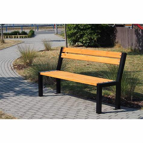 Parková lavice Toronto s opěradlem, kovová konstrukce s dřevěnými ...